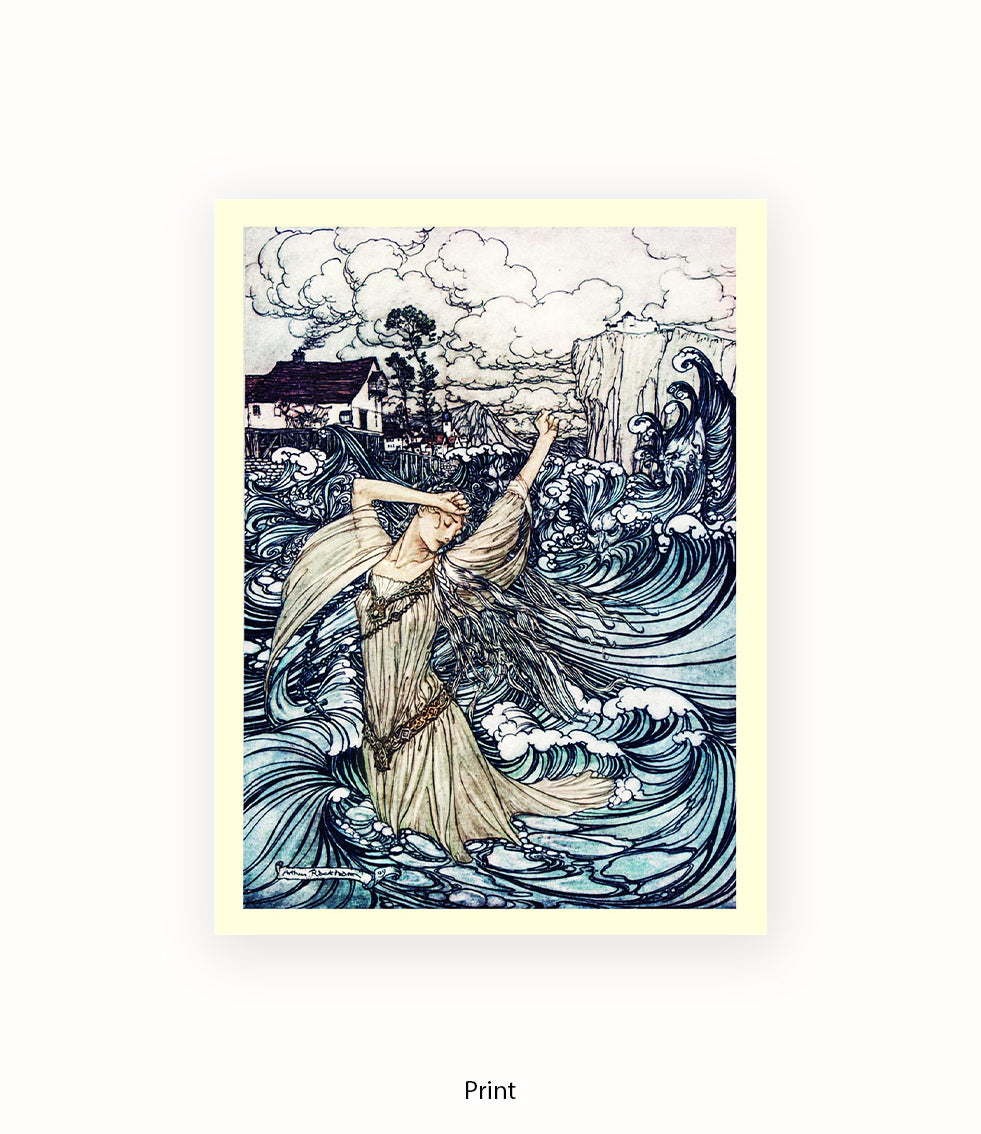 Arthur Rackham Mermaid And Waves Art Print – www.onawallnearyou.com