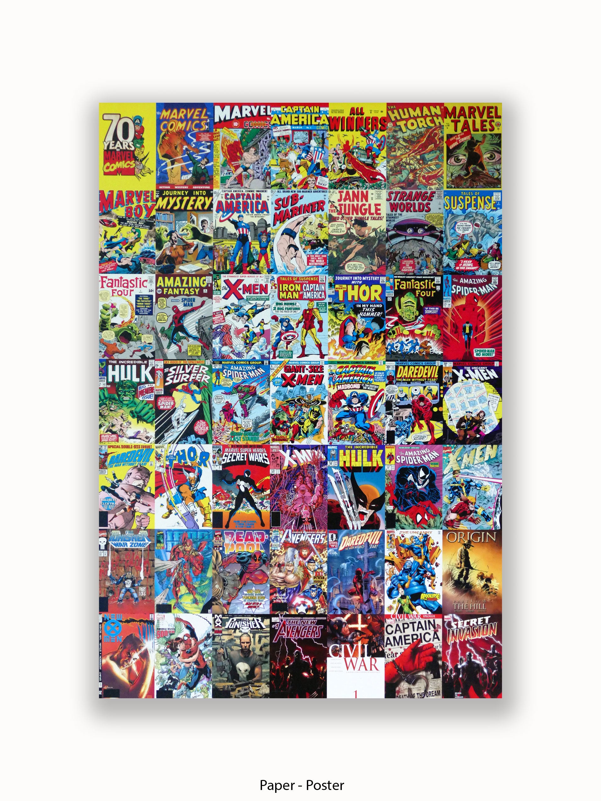 Marvel 70 Years Of Marvel Comics Collage Poster – www.onawallnearyou.com